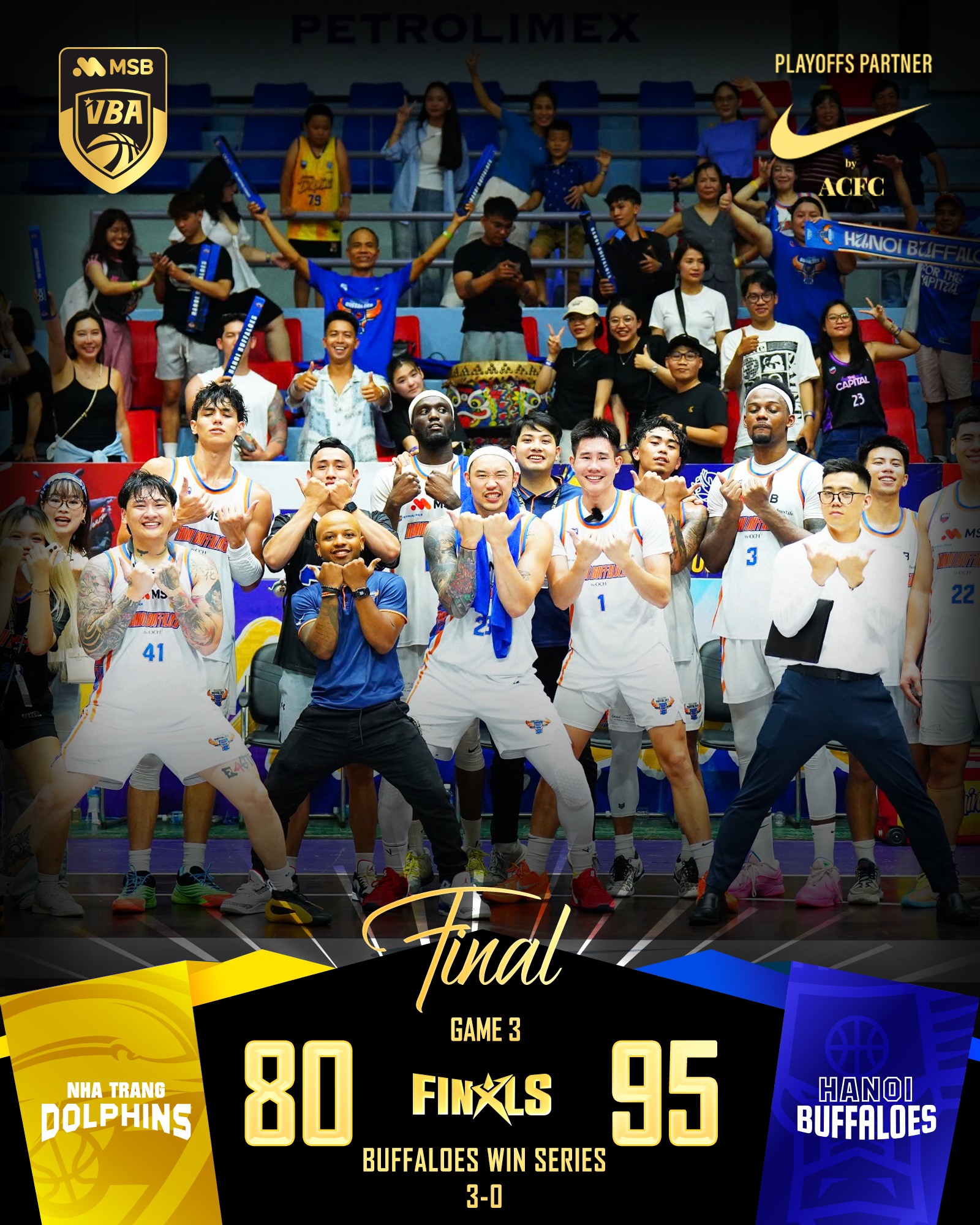 Kết quả VBA 2025 Final Game 3: Hanoi Buffaloes đăng quang ngôi vô địch